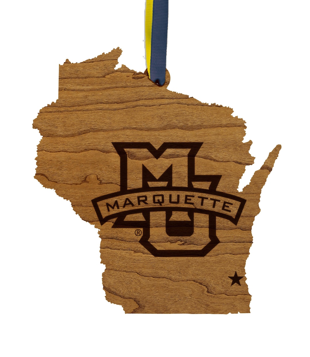 Marquette University Logo on State Ornament – Crafted From Cherry and ...