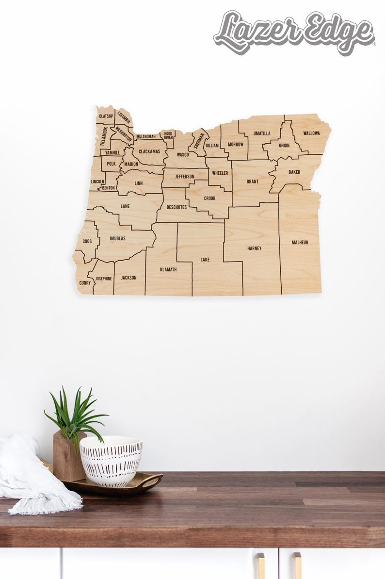 Oregon County Map Wall Hanging - Crafted From Cherry or Maple Wood - Etsy