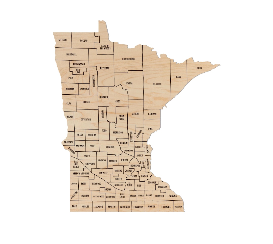 Minnesota County Map Wall Hanging - Crafted From Cherry or Maple Wood ...