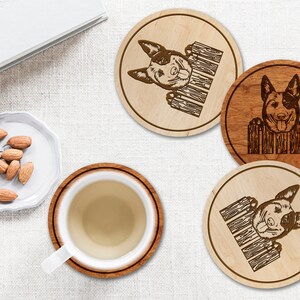 Dog Coaster Multiple Breeds Available Crafted From Cherry or Maple Wood ...