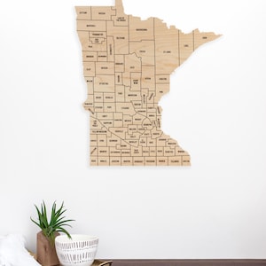 Minnesota County Map Wall Hanging - Crafted From Cherry or Maple Wood ...