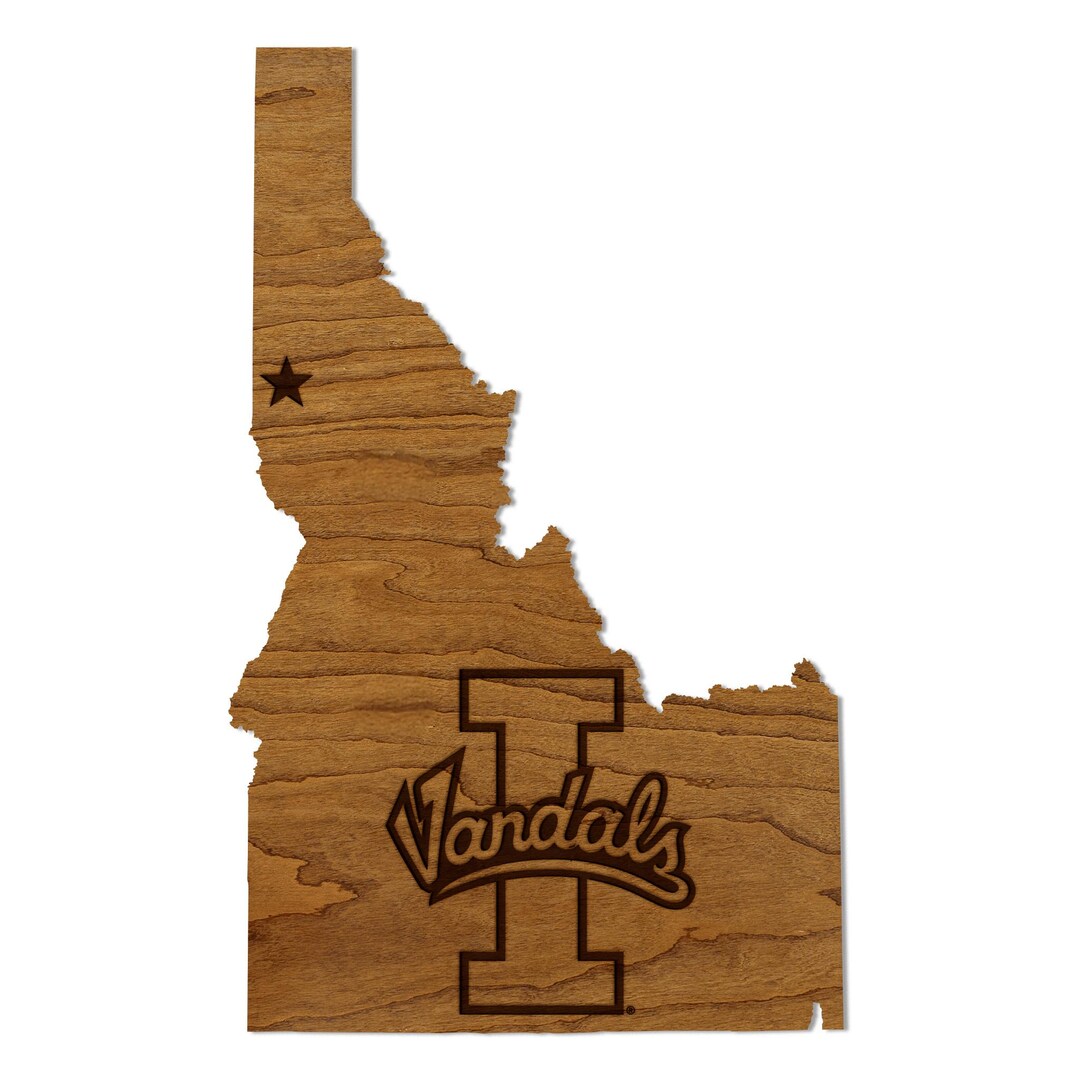 University of Idaho Vandals on State Wall Hanging - Crafted From Cherry ...