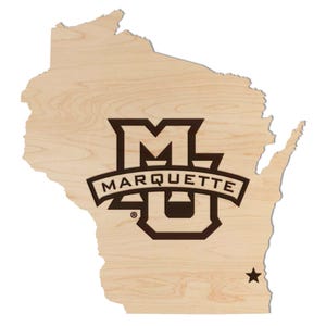 Marquette University Logo on State Wall Hanging - Crafted From Cherry ...