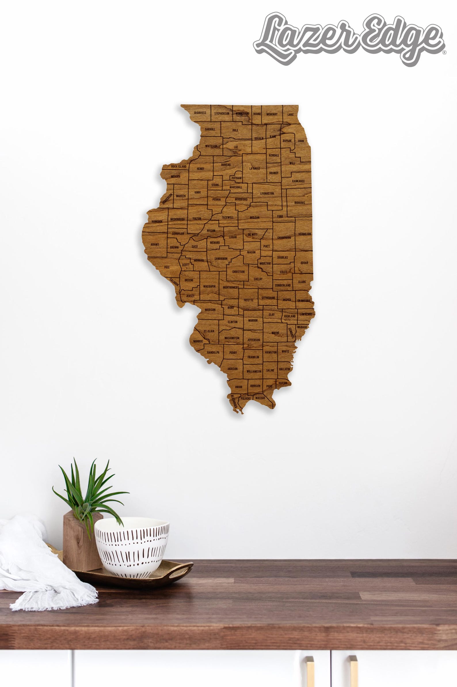 Illinois County Map Wall Hanging - Crafted From Cherry or Maple Wood - Etsy