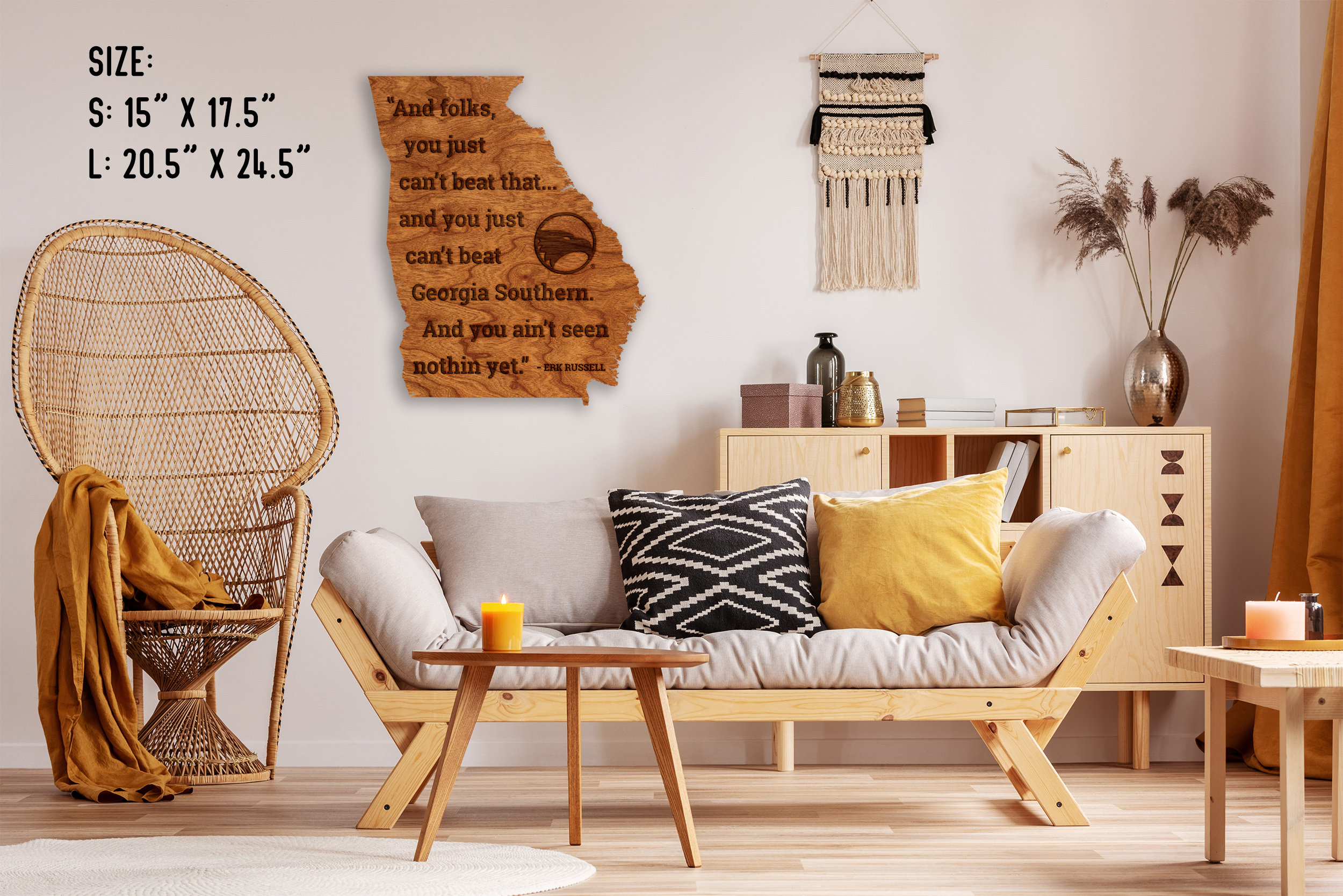 Georgia Southern University GS Wall Hanging State Map | Etsy