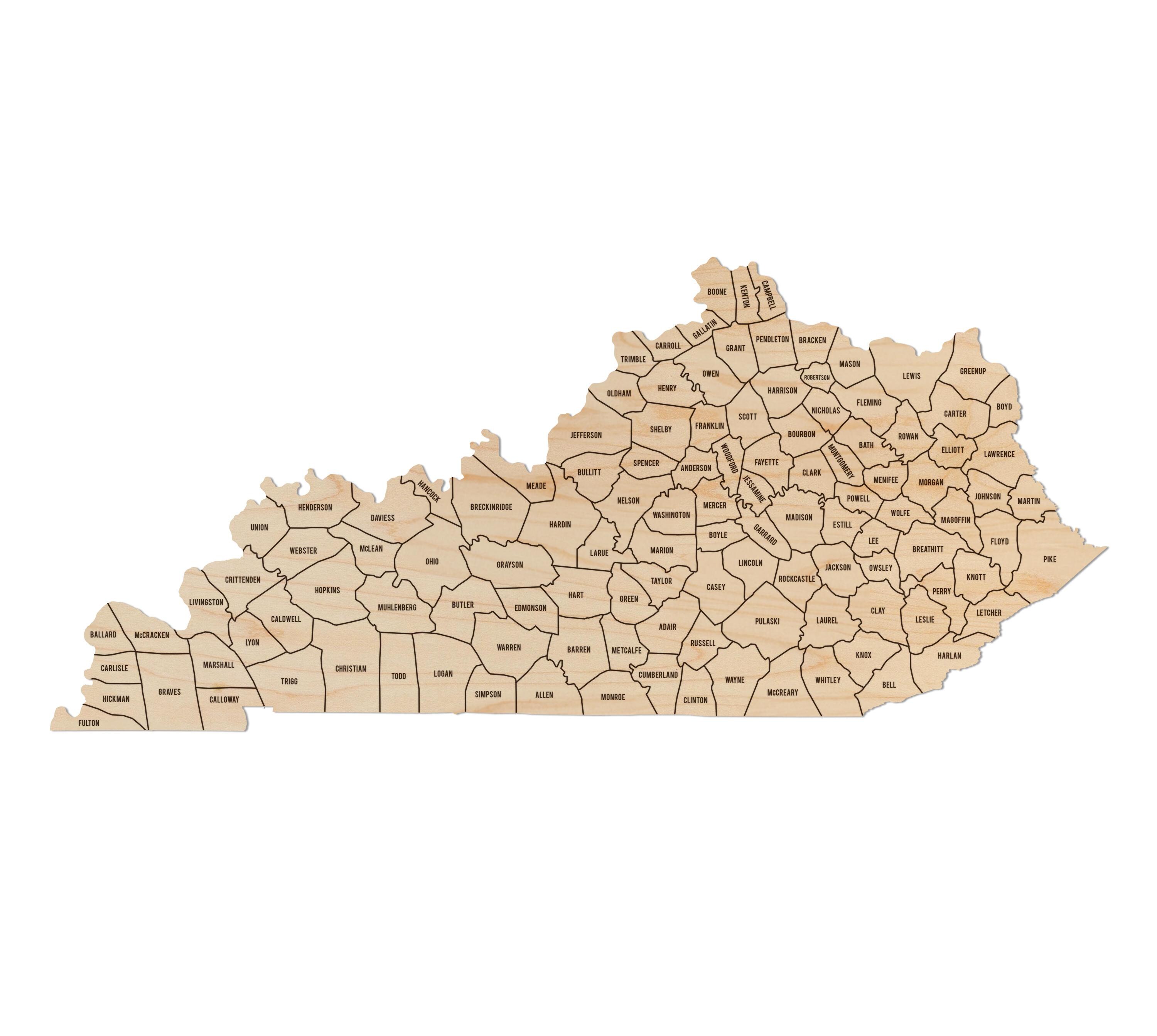 Kentucky County Map Wall Hanging - Crafted From Cherry or Maple Wood - Etsy