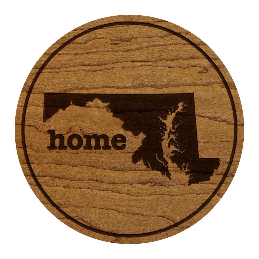 Maryland Home State Map Coaster - Crafted From Cherry or Maple Wood - Etsy