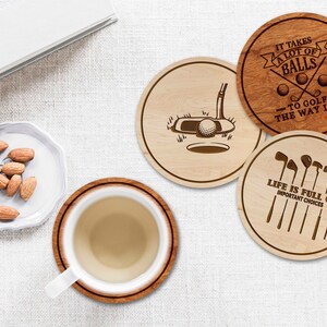 Golf Coaster – Click to See Multiple Designs – Crafted From Cherry or ...