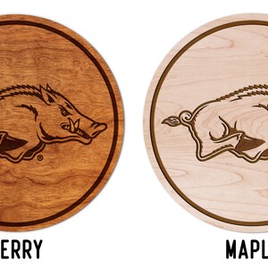 Arkansas Razorbacks Coaster Crafted From Cherry or Maple Wood Arkansas ...