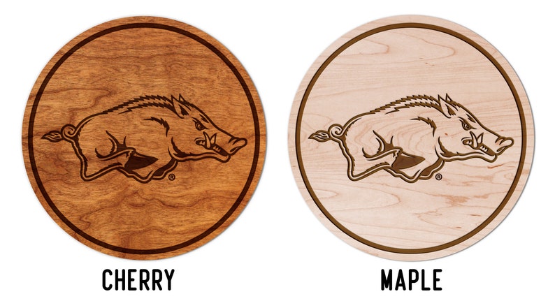 Arkansas Razorbacks Coaster Crafted From Cherry or Maple - Etsy