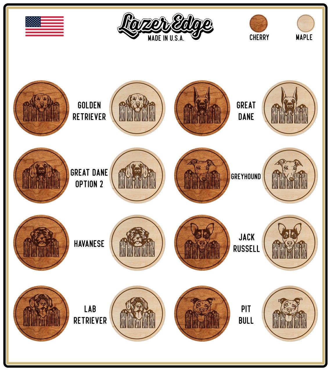 Dog Coaster – Multiple Breeds Available - Crafted From Cherry or Maple ...
