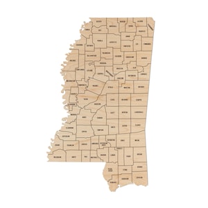 Mississippi County Map Wall Hanging - Crafted From Cherry or Maple Wood ...