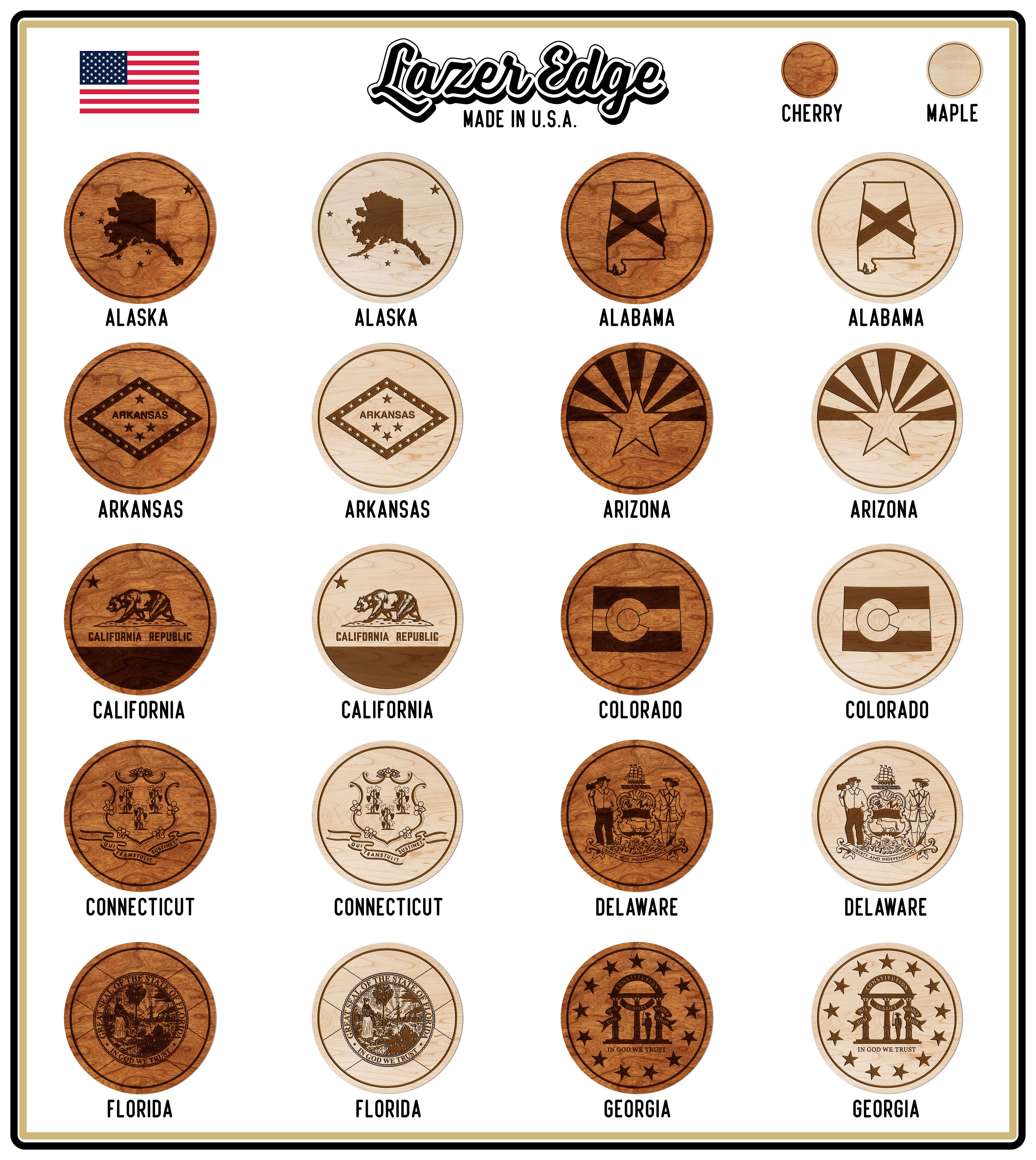 State Flag Coaster All 50 States Available Crafted From - Etsy