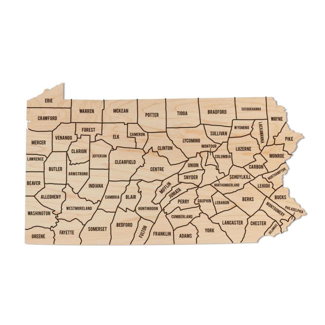 Pennsylvania County Map Wall Hanging - Crafted From Cherry or Maple ...