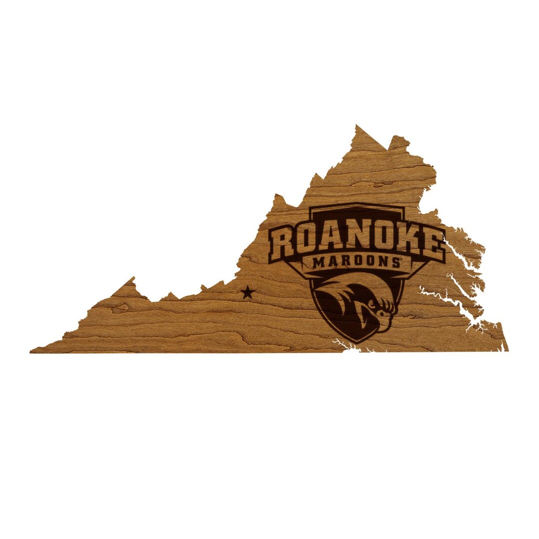 Roanoke College Maroons on State Wall Hanging - Crafted From Cherry and ...