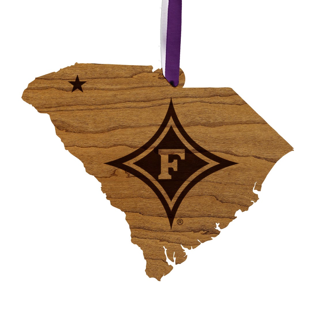 Furman University Diamond on State Ornament – Crafted From Cherry Wood ...