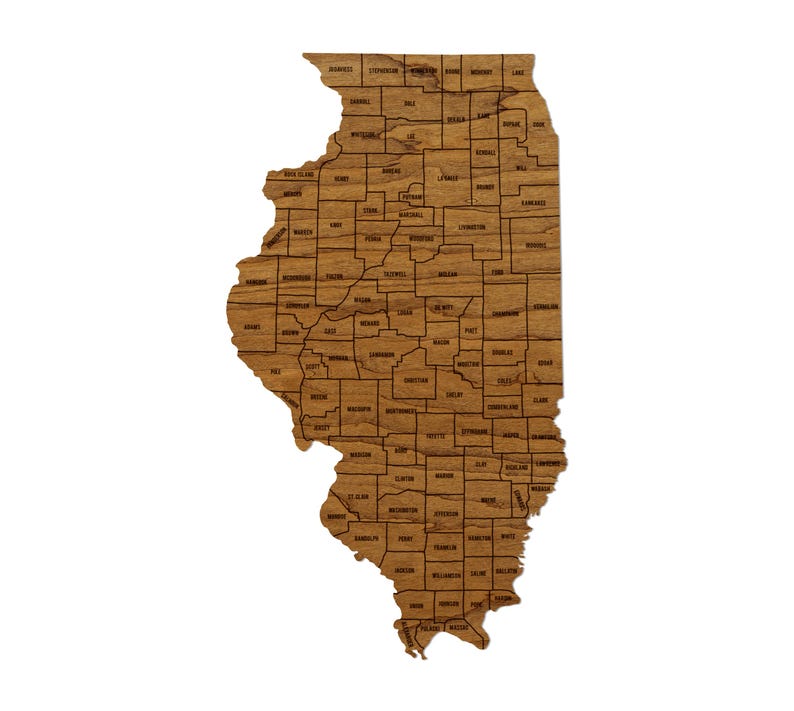 Illinois County Map Wall Hanging - Crafted From Cherry or Maple Wood - Etsy