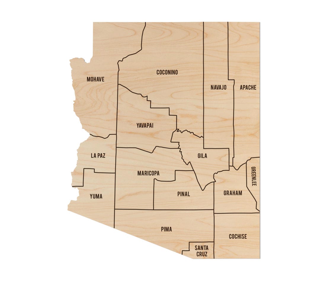Arizona County Map Wall Hanging - Crafted From Cherry or Maple Wood - Etsy