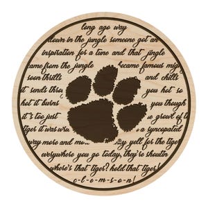 Clemson University Fight Song Coaster – Crafted From Cherry or Maple ...