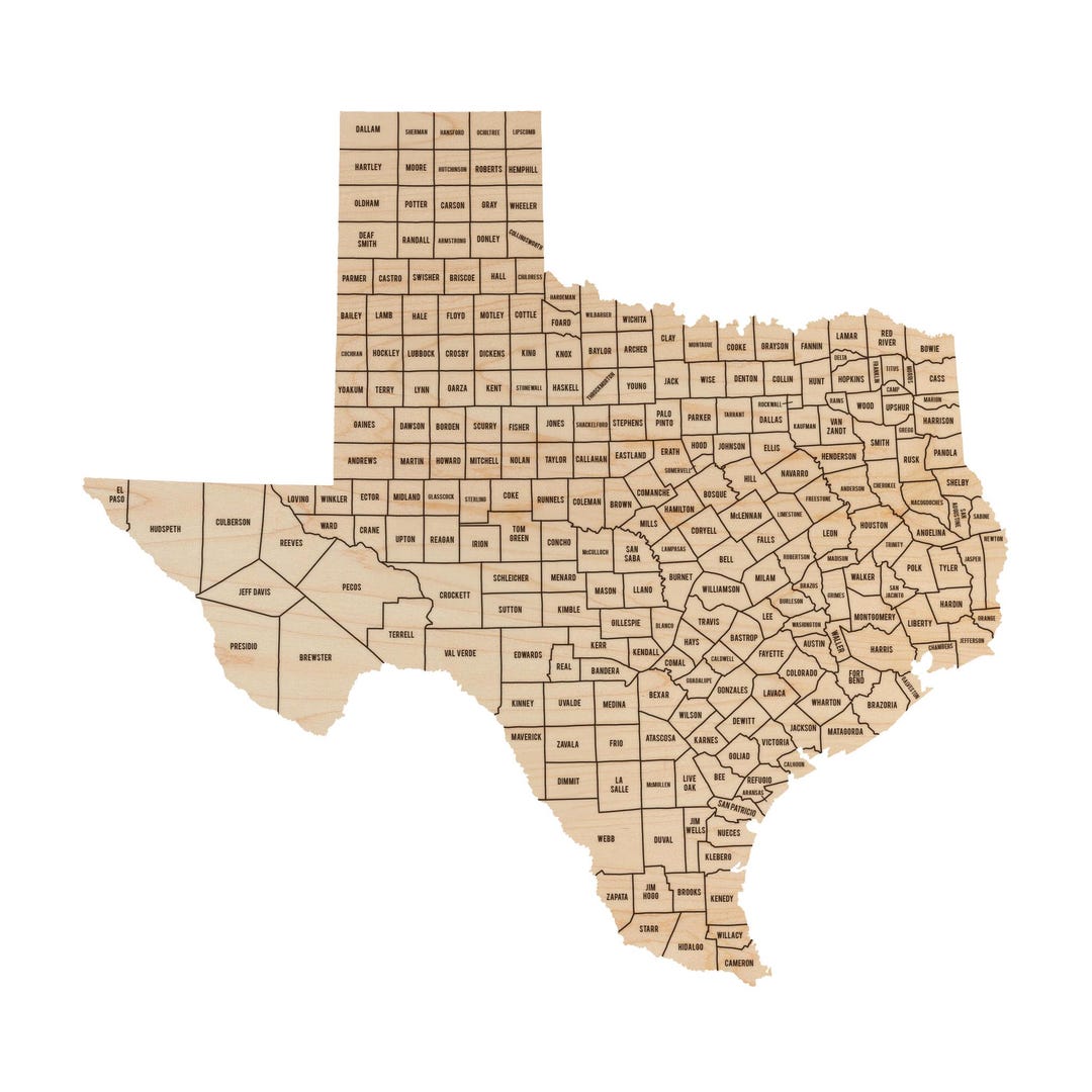 Texas County Map Wall Hanging - Crafted From Cherry or Maple Wood - Etsy