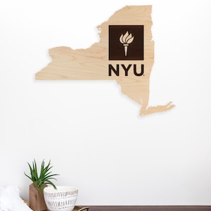 New York University Logo on State Wall Hanging - Crafted From Cherry ...