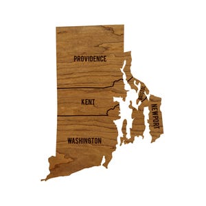 Rhode Island County Map Wall Hanging - Crafted From Cherry or Maple ...