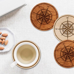 Compass Coaster – Crafted From Cherry or Maple Wood - Etsy