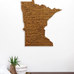 Minnesota County Map Wall Hanging - Crafted From Cherry or Maple Wood ...