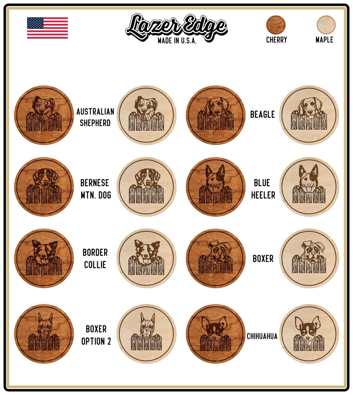 Dog Coaster – Multiple Breeds Available - Crafted From Cherry or Maple ...