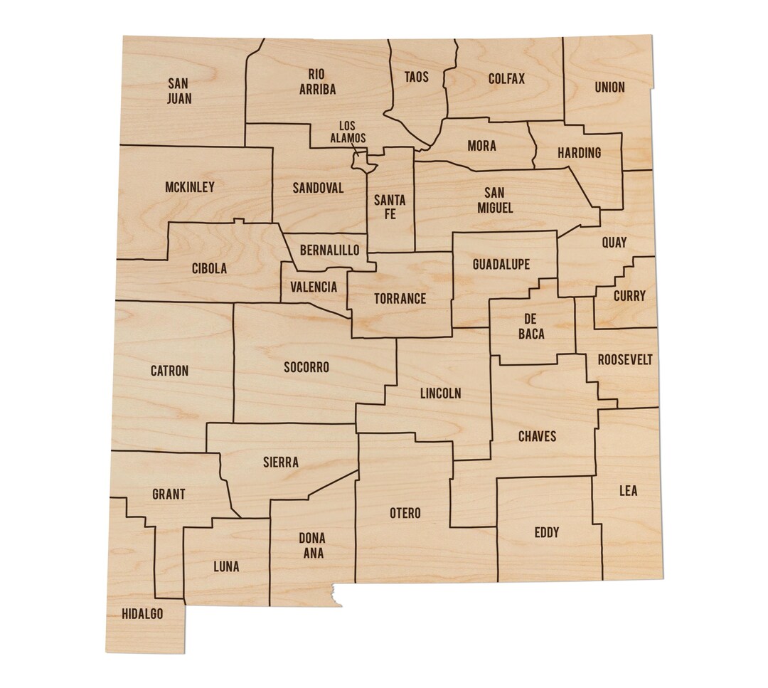 New Mexico County Map Wall Hanging - Crafted From Cherry or Maple Wood ...