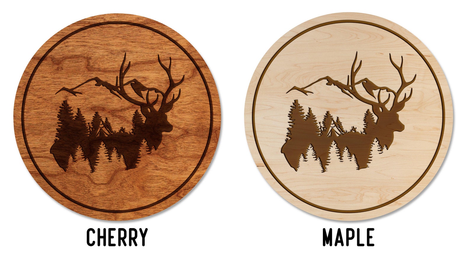 Deer Hunting Coaster Click to See Multiple Designs Crafted From Cherry ...