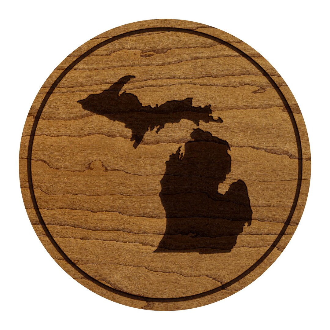 Michigan State Map Coaster - Crafted From Cherry or Maple Wood - Etsy