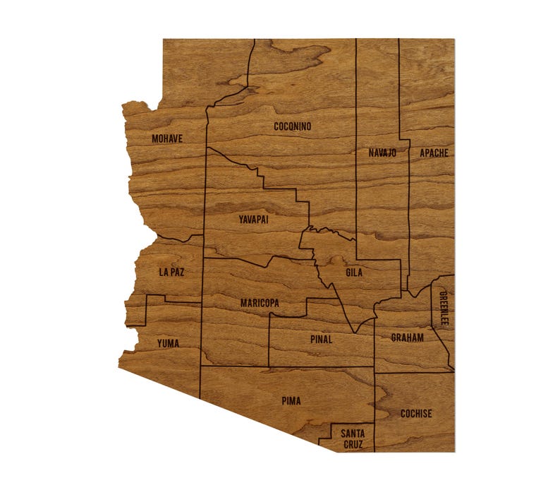 Arizona County Map Wall Hanging - Crafted From Cherry or Maple Wood - Etsy