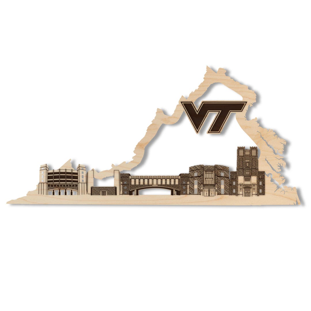 Virginia Tech Skyline Wall Hanging - Crafted From Cherry and Maple Wood ...