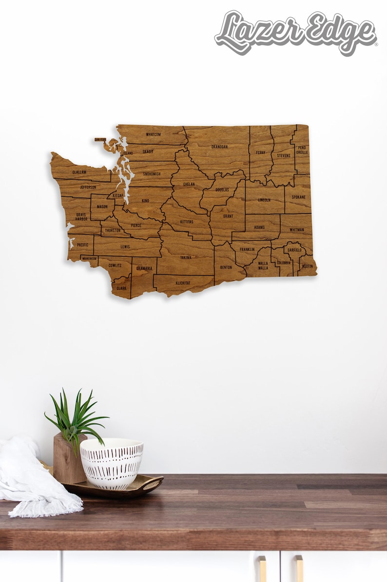 Washington County Map Wall Hanging - Crafted From Cherry or Maple Wood ...