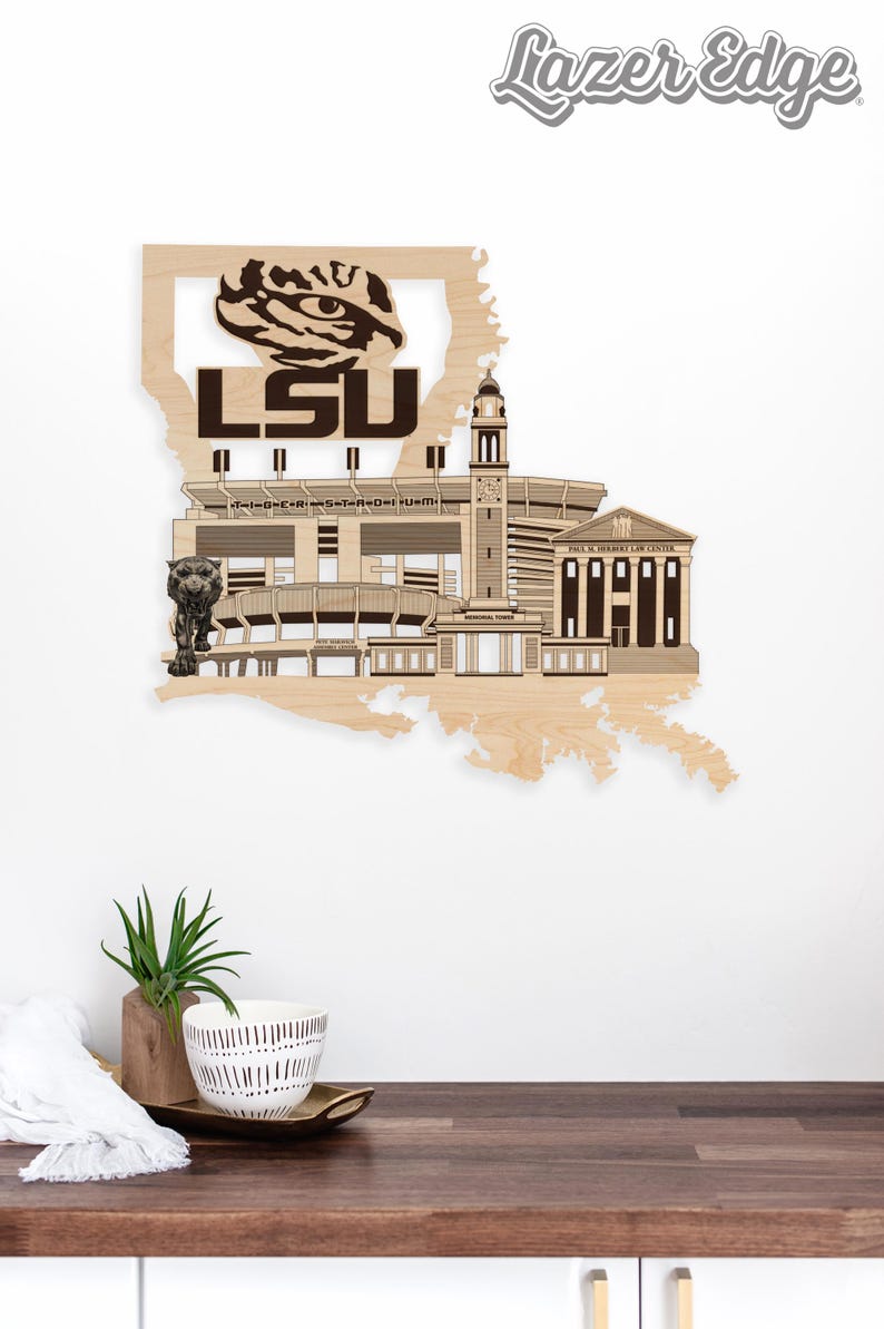 Louisiana State University Skyline Wall Hanging - Crafted From Cherry ...