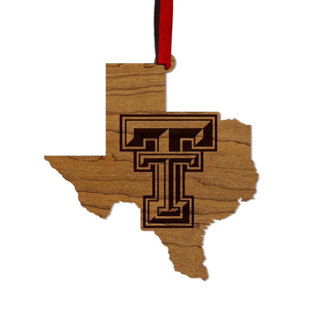 Texas Tech University Double T on State Ornament – Crafted From Cherry ...