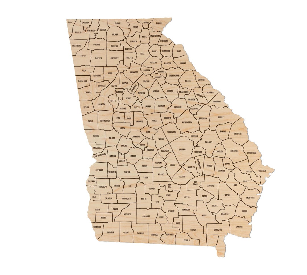 Georgia County Map Wall Hanging - Crafted From Cherry or Maple Wood - Etsy