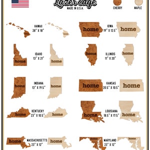 Home State Map - All 50 States Available - Crafted From Cherry or Maple ...