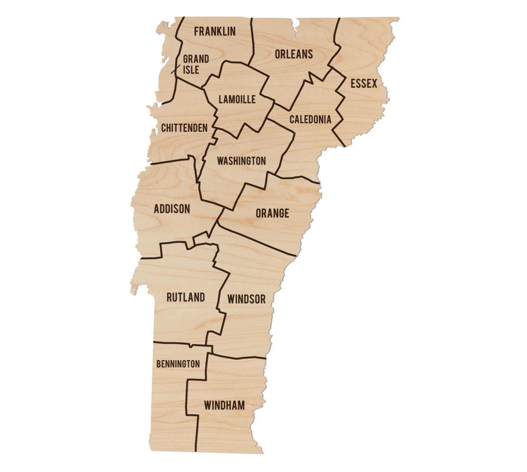 Vermont County Map Wall Hanging - Crafted From Cherry or Maple Wood - Etsy