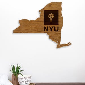 New York University Logo on State Wall Hanging - Crafted From Cherry ...