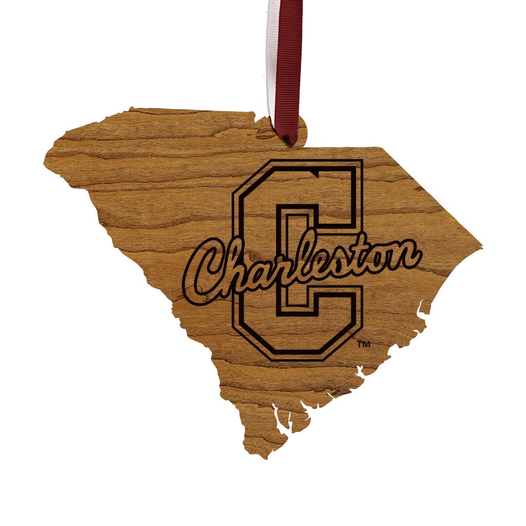 College of Charleston Logo on State Ornament – Crafted From Cherry and ...