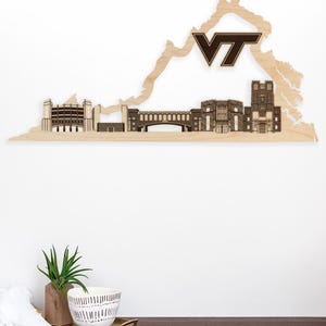 Virginia Tech Skyline Wall Hanging - Crafted From Cherry and Maple Wood ...