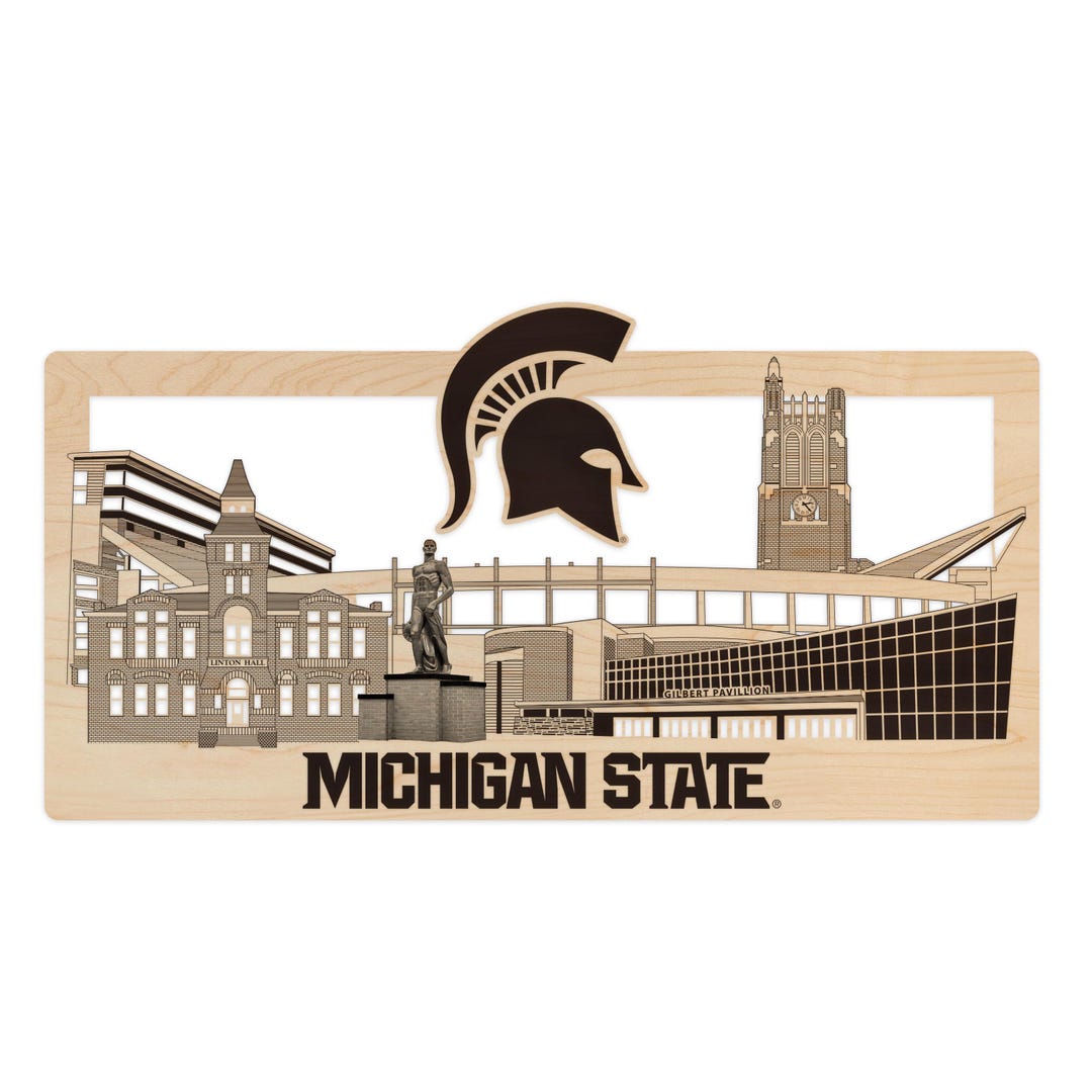 Michigan State University Skyline Wall Hanging - Crafted From Cherry or ...