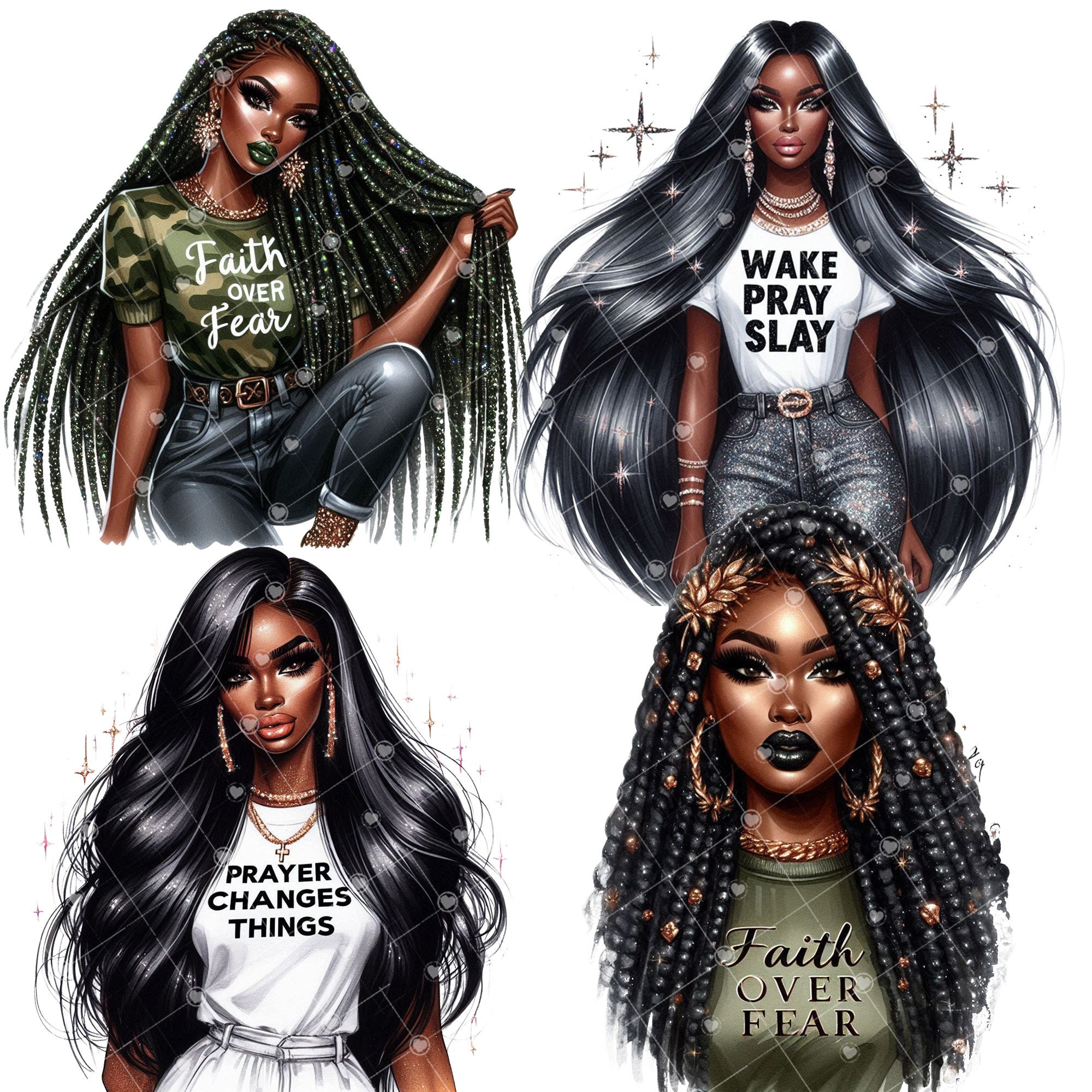 12 Black Girl Faith Clipart, Black Woman Praying Clipart, Jesus and ...