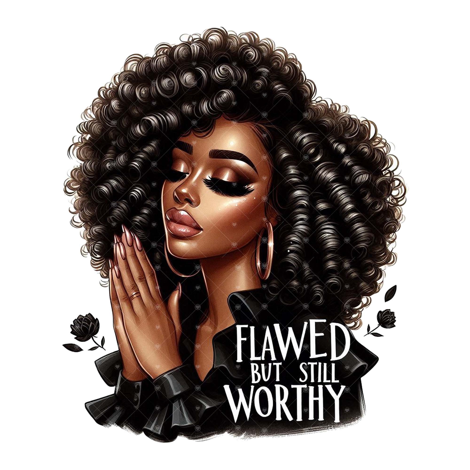 Flawed but Still Worthy Sublimation File, Black Girl Clipart, Black ...