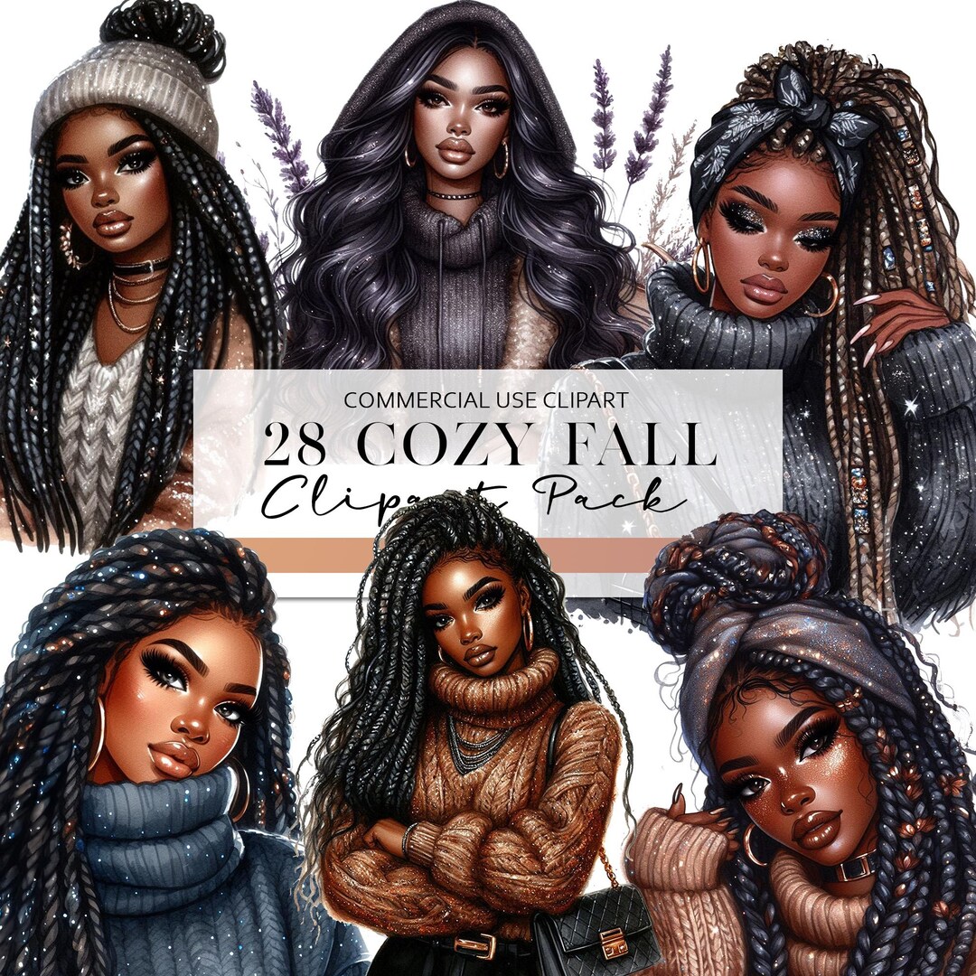 Fall Clipart, Black Girl Fall Clipart, Autumn Black Girl Clipart ...