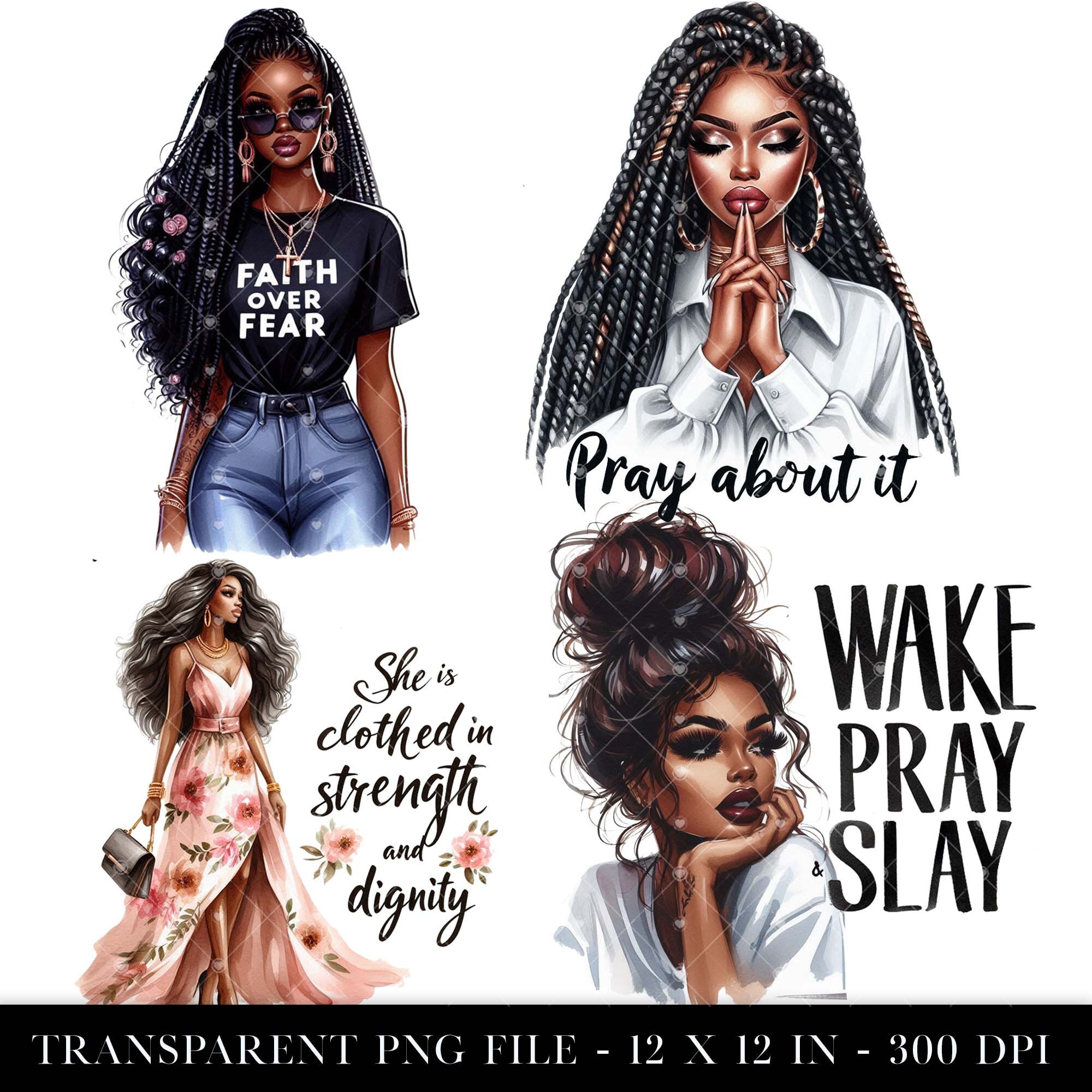 12 Black Girl Praying Clipart, Black Woman Faith Clipart, Jesus and ...