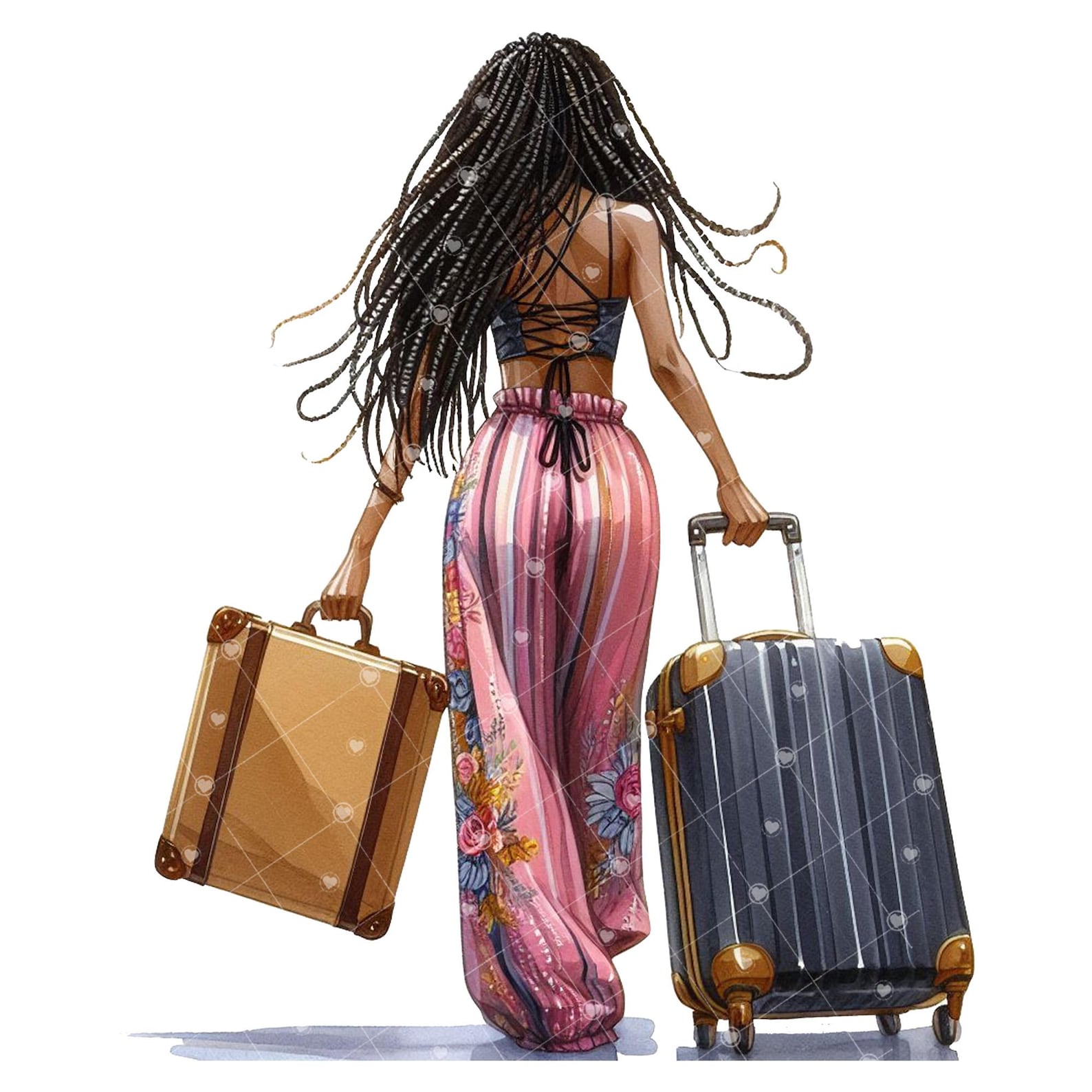 Black Girl Travel Clipart, Black Woman Travel Clipart, Sublimation PNG ...