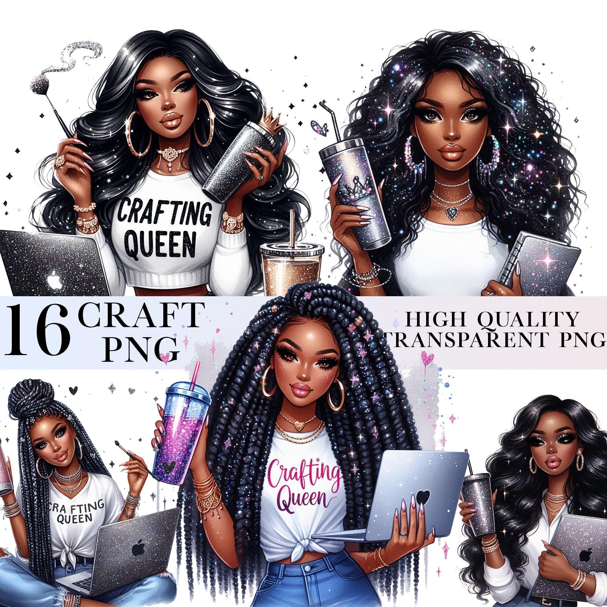 Crafting Clipart, Craft Girl Clipart, Black Crafting Girl Clipart ...